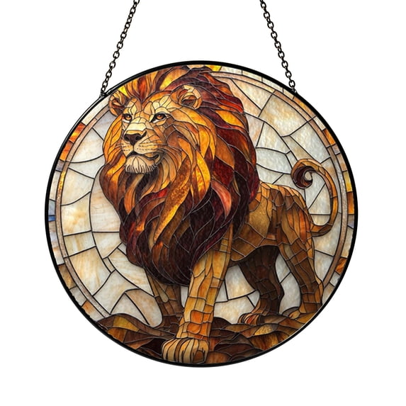 Lion Wildlife Stained Glass Style Suncatcher Window Hanging, Safari ...
