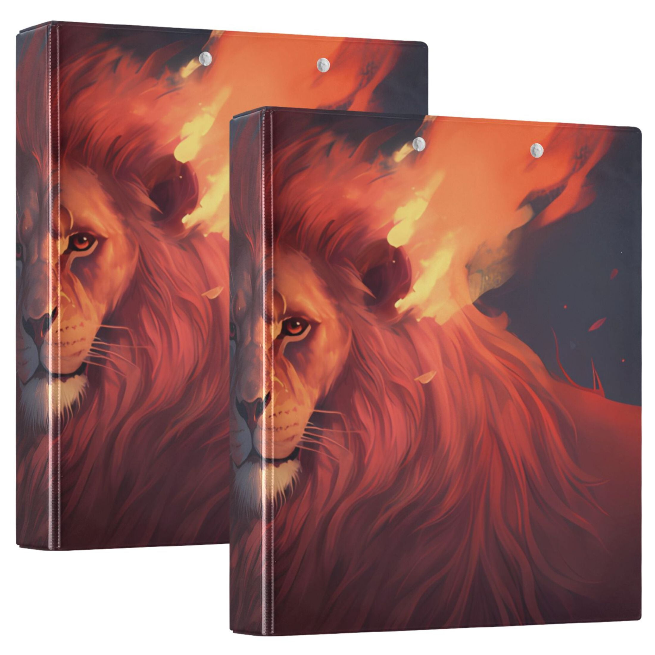 Lion and Fire 3 Ring Binders 1.5 inch Hardcover File Folders with ...