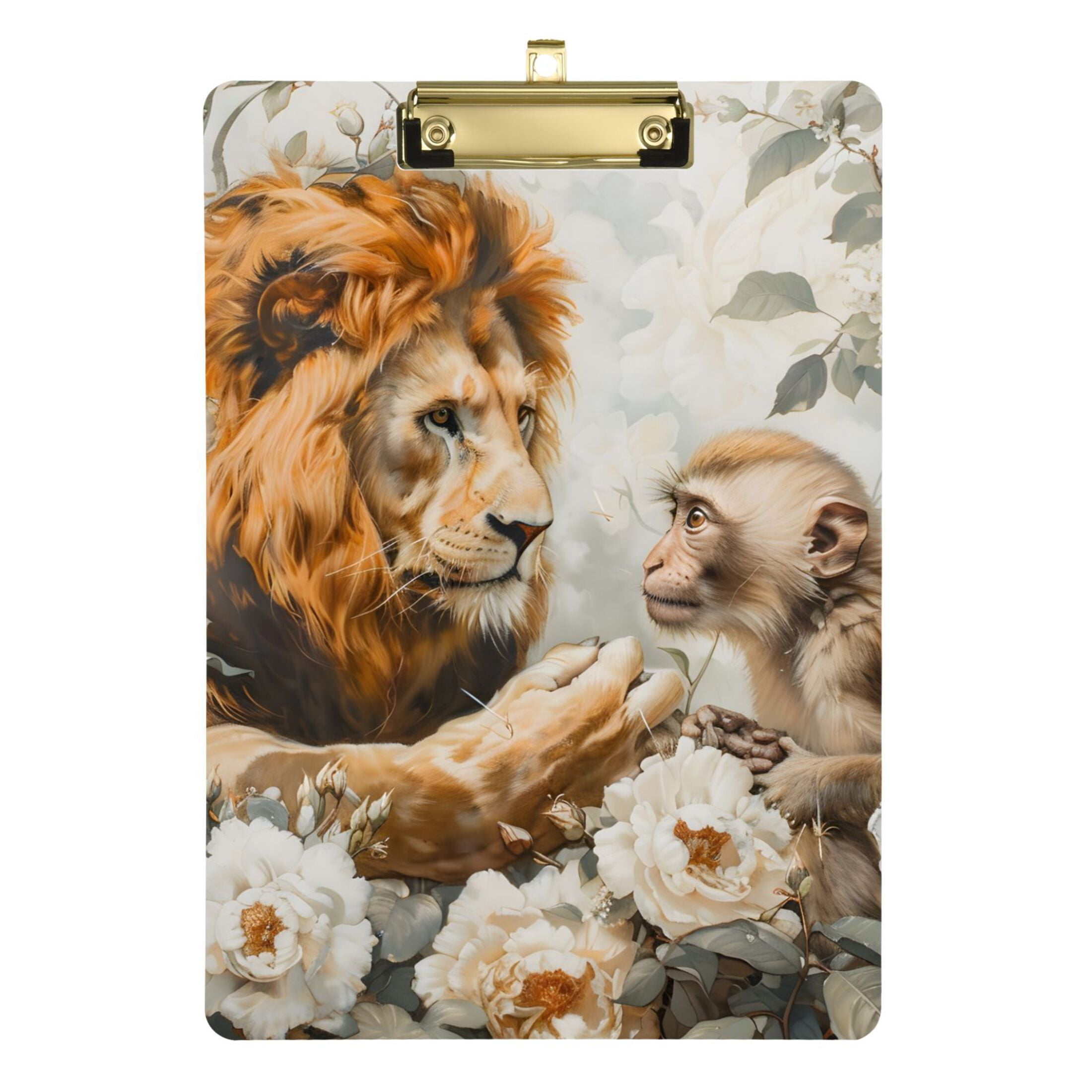 Lion and Monkey in Floral Acrylic Clipboard Drawing Board Clipboard ...