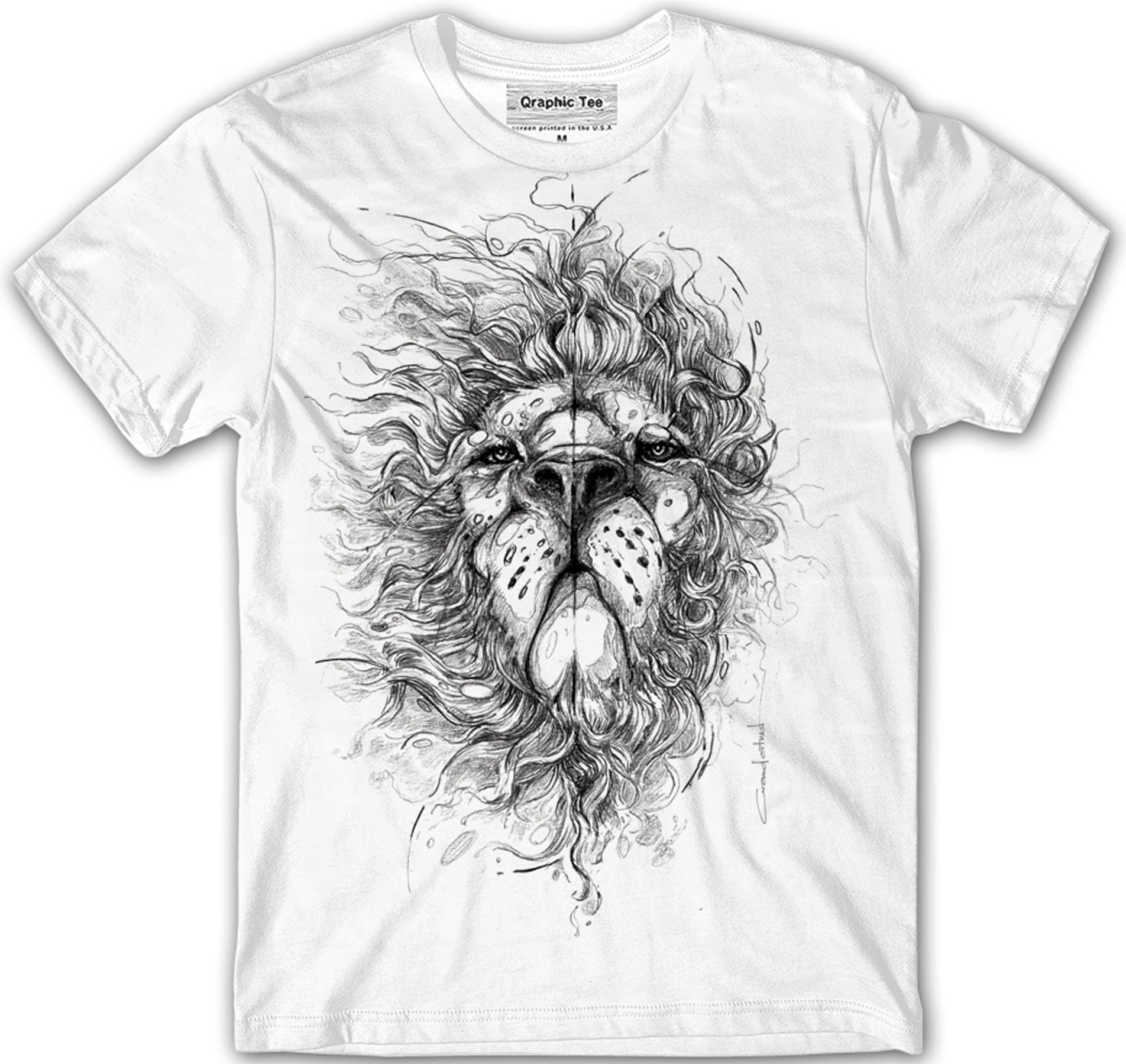 Lion design t shirt, hand drawn t shirt design - Walmart.com