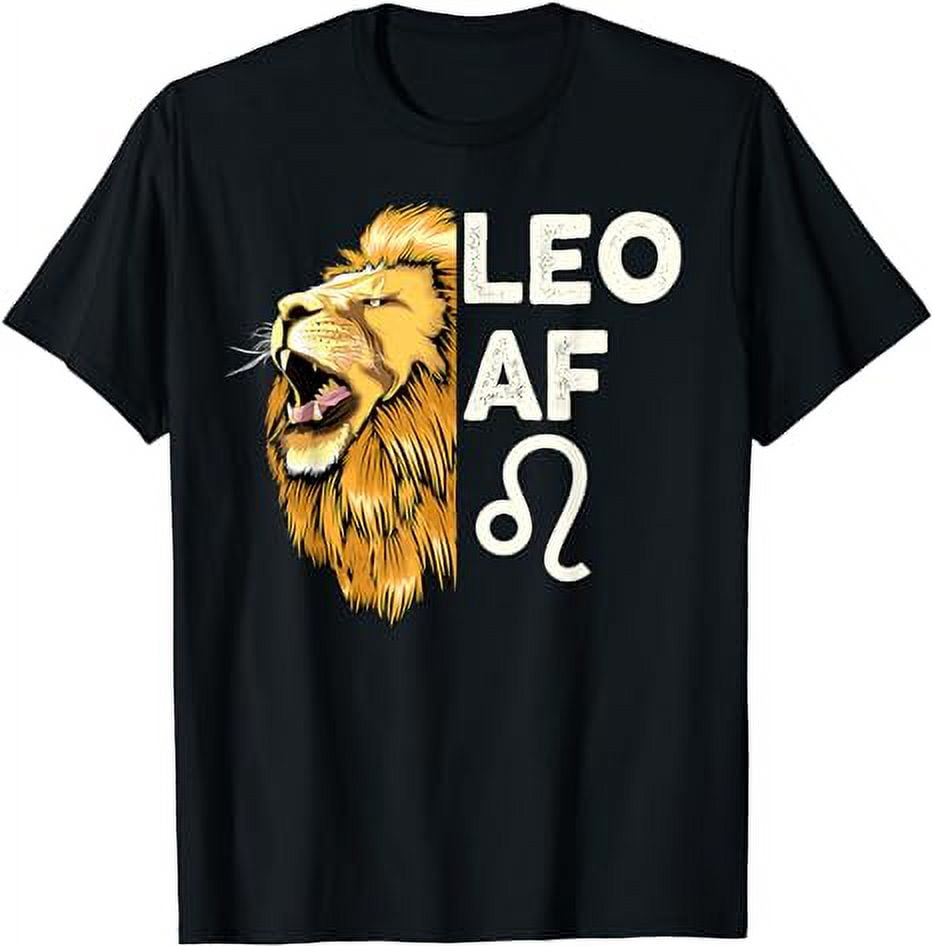 Lion graphic art July August Birthday Leo Zodiac sign leo af T-Shirt ...
