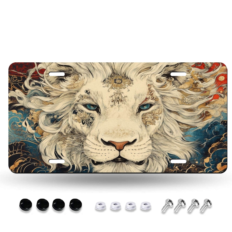 Lion in Oriental Style License Plate Frame, Decorative Novelty License ...