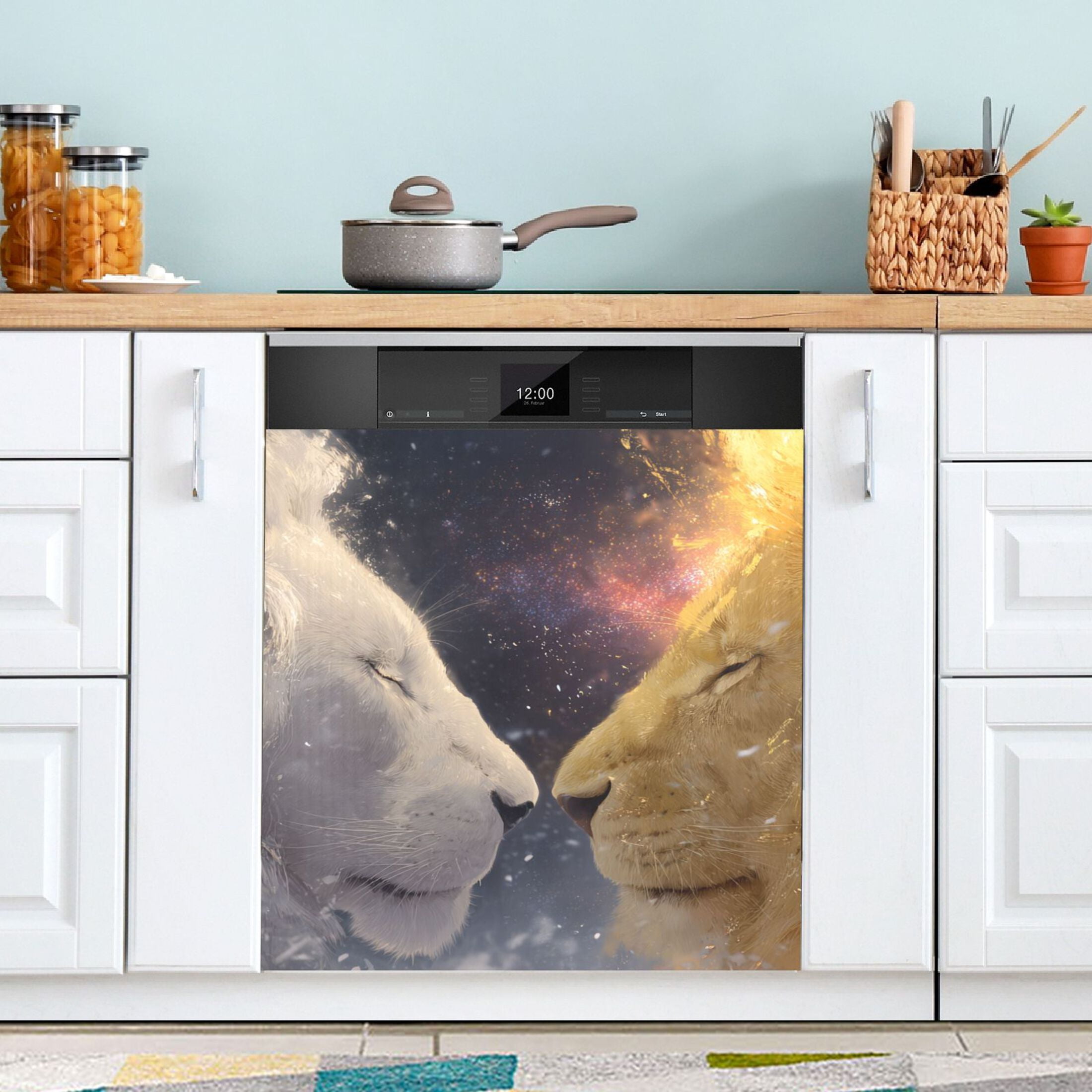 Lion in Universe Dishwasher Magnet Refrigerator Magnetic Cover Washing ...