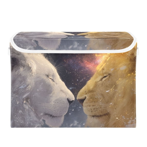 Lion in Universe Foldable Storage Bins with Lids Handles Collapsible ...