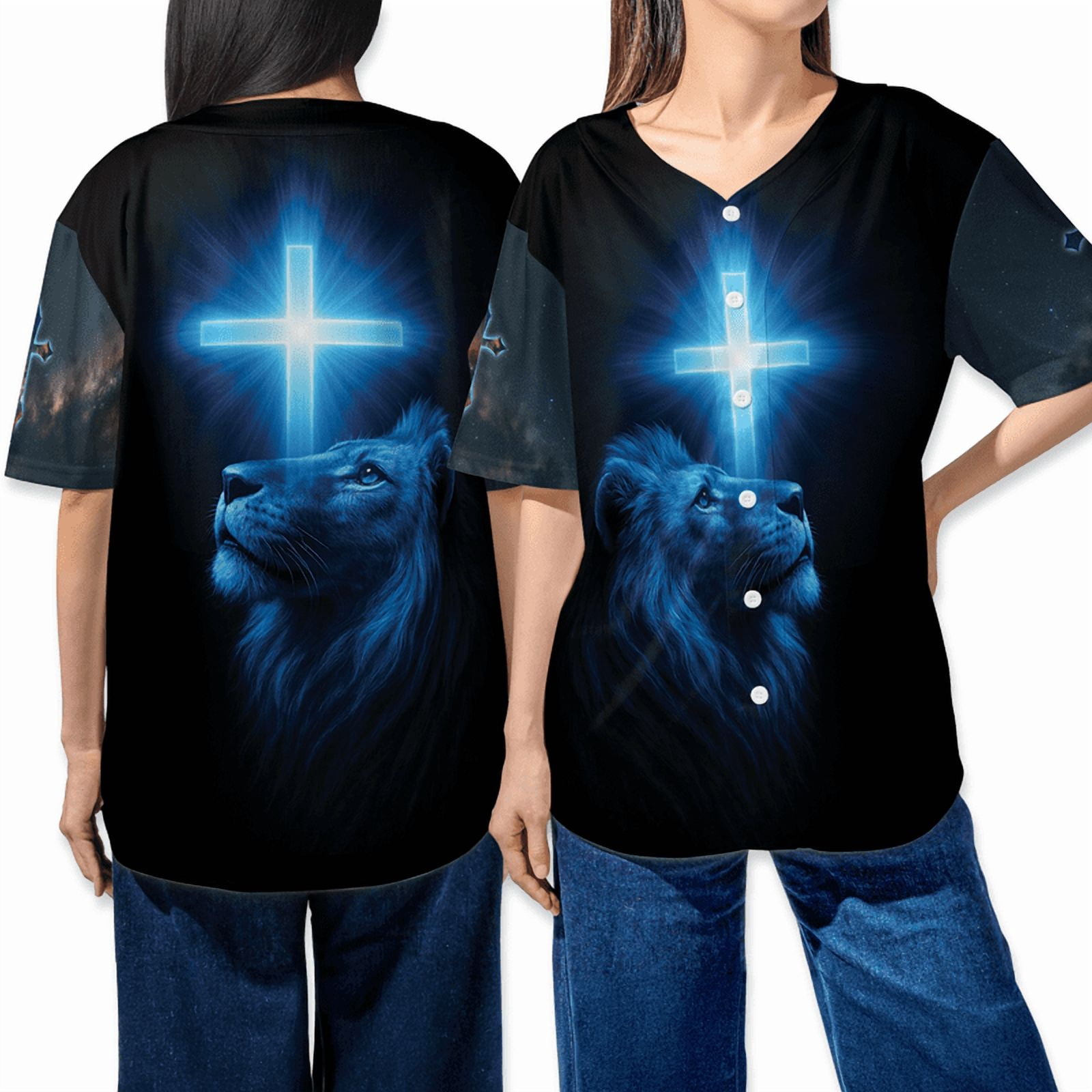 Lion of Judah Baseball Jersey, Christian Shirt with Jesus Cross ...