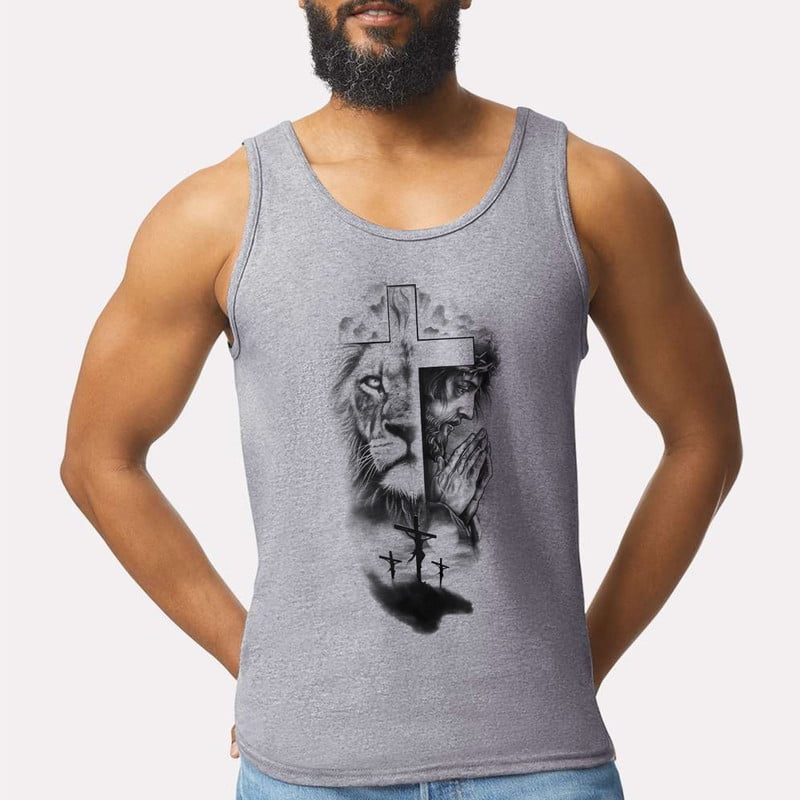 Lion of Judah Jesus Tank Top – Men's Christian Faith Muscle Tank, Bold ...
