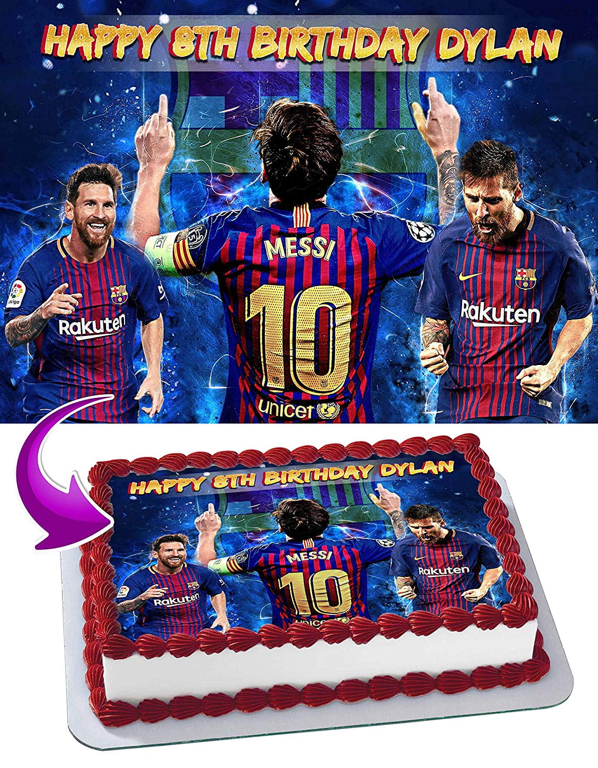 Customizable Lionel Messi #10 Edible Cake Image Topper for Birthday ...