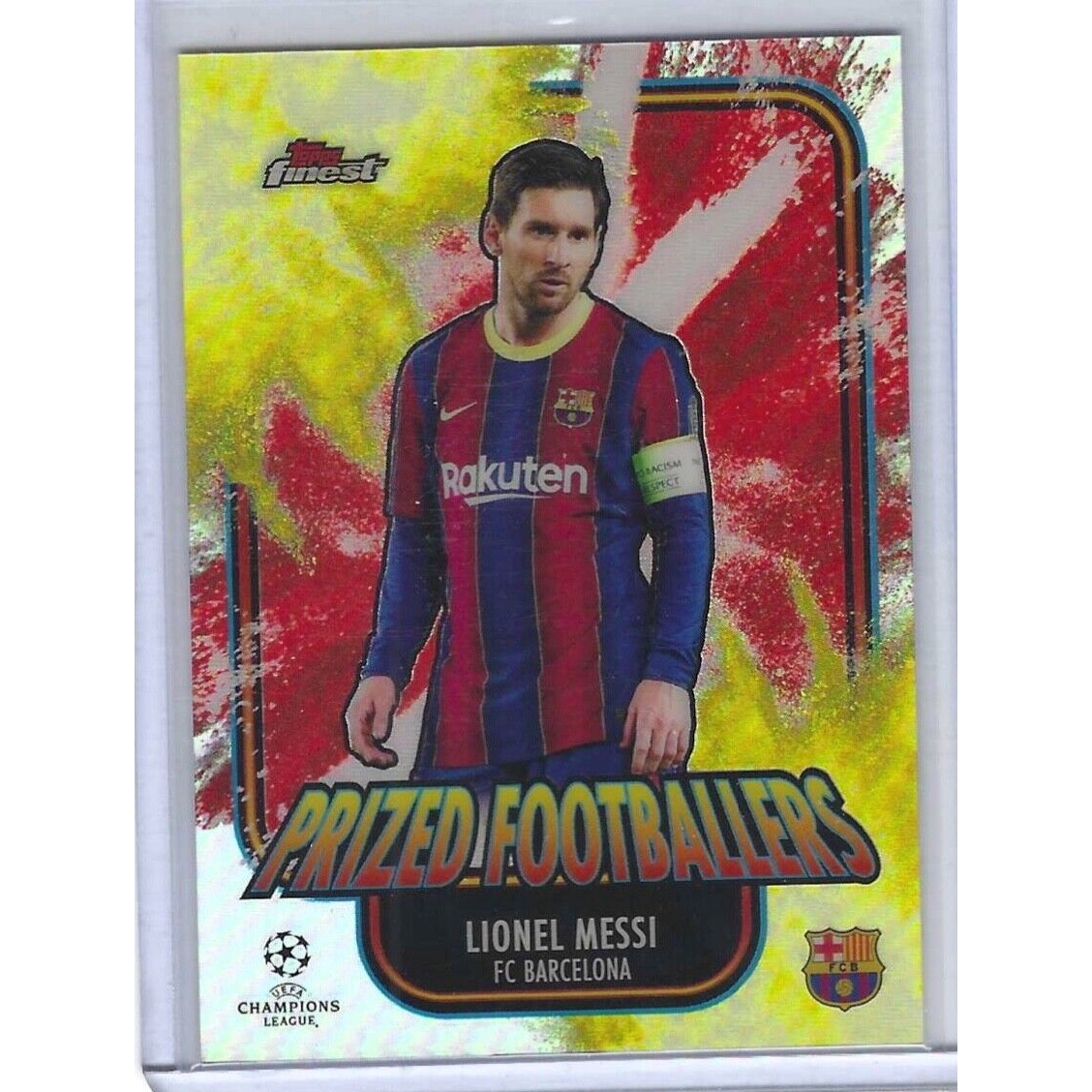 Lionel Messi 2020-21 Topps Finest Prized Footballers Yellow Red Fusion ...