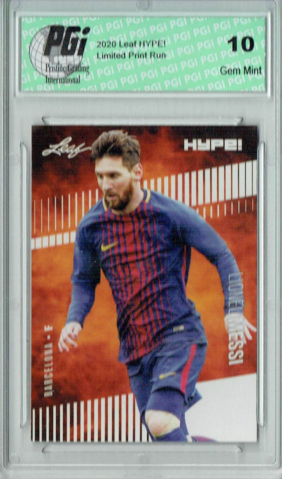 Lionel Messi 2020 Leaf HYPE! #46 Only 5000 Made Barcelona Card PGI 10 ...