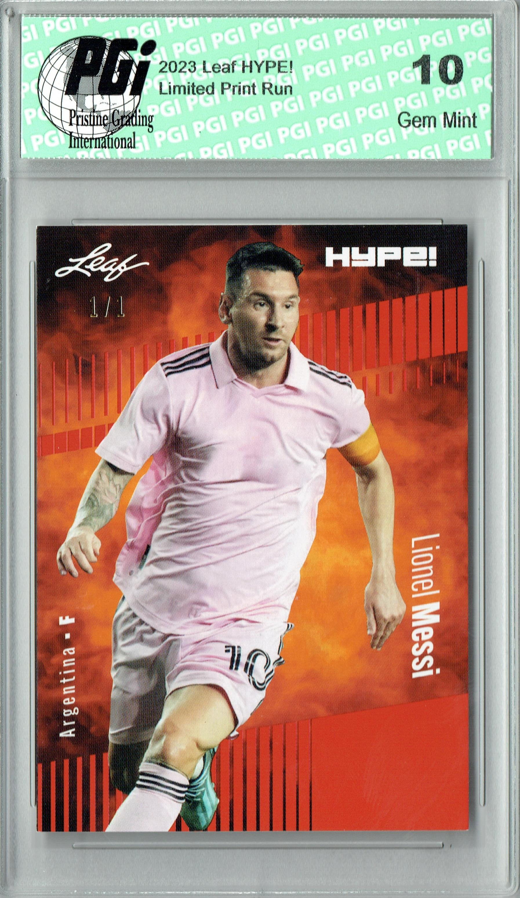 Lionel Messi 2023 Leaf HYPE! #130a Orange Blank Back #1/1 Rare Trading ...