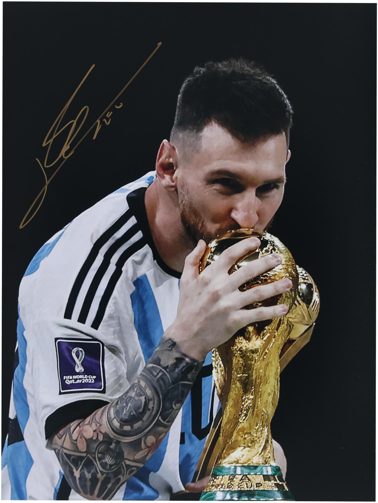 Lionel Messi Argentina National Team Autographed 12" x 16" 2022 FIFA ...