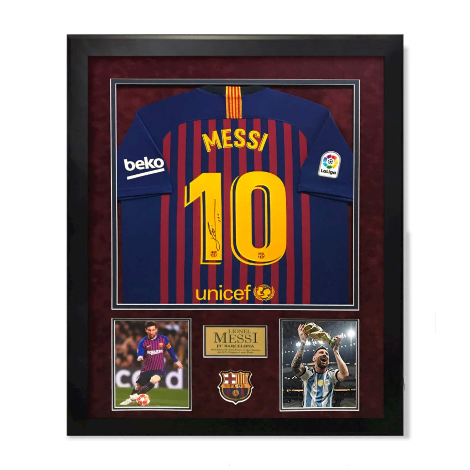 Lionel Messi Autographed Barcelona Jersey Framed to 32x40 Icons ...