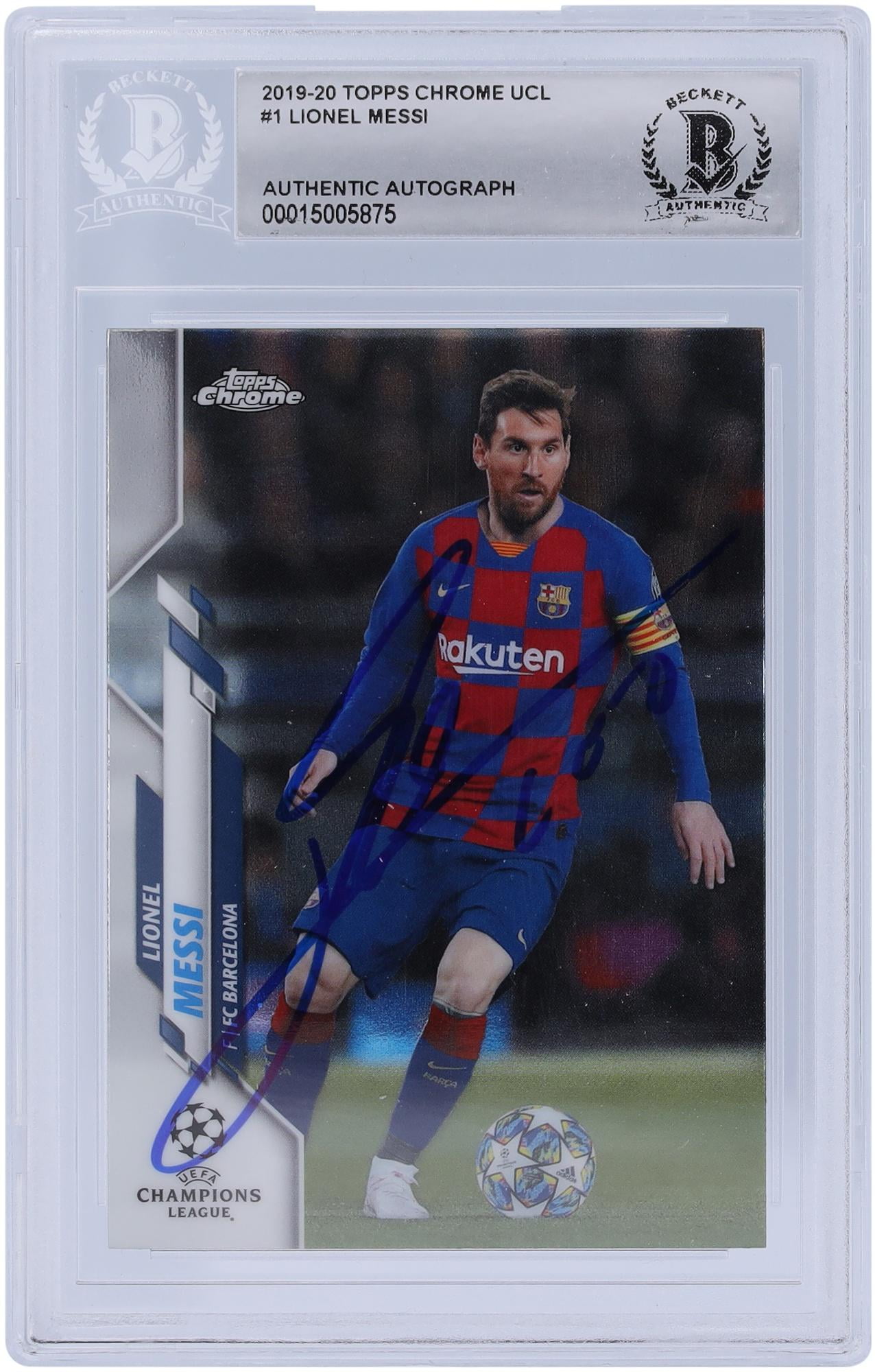 Lionel Messi Barcelona Autographed 2019-20 Topps Chrome UCL #1 BAS ...