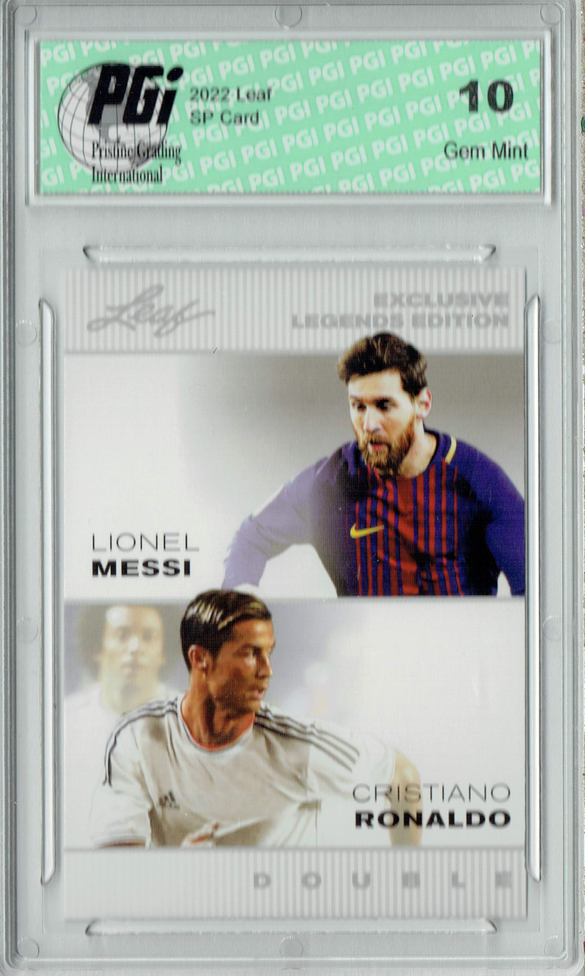 Lionel Messi & Cristiano Ronaldo 2022 Leaf #LM-CR Dual GOAT Trading Card PGI 10 - Walmart.com