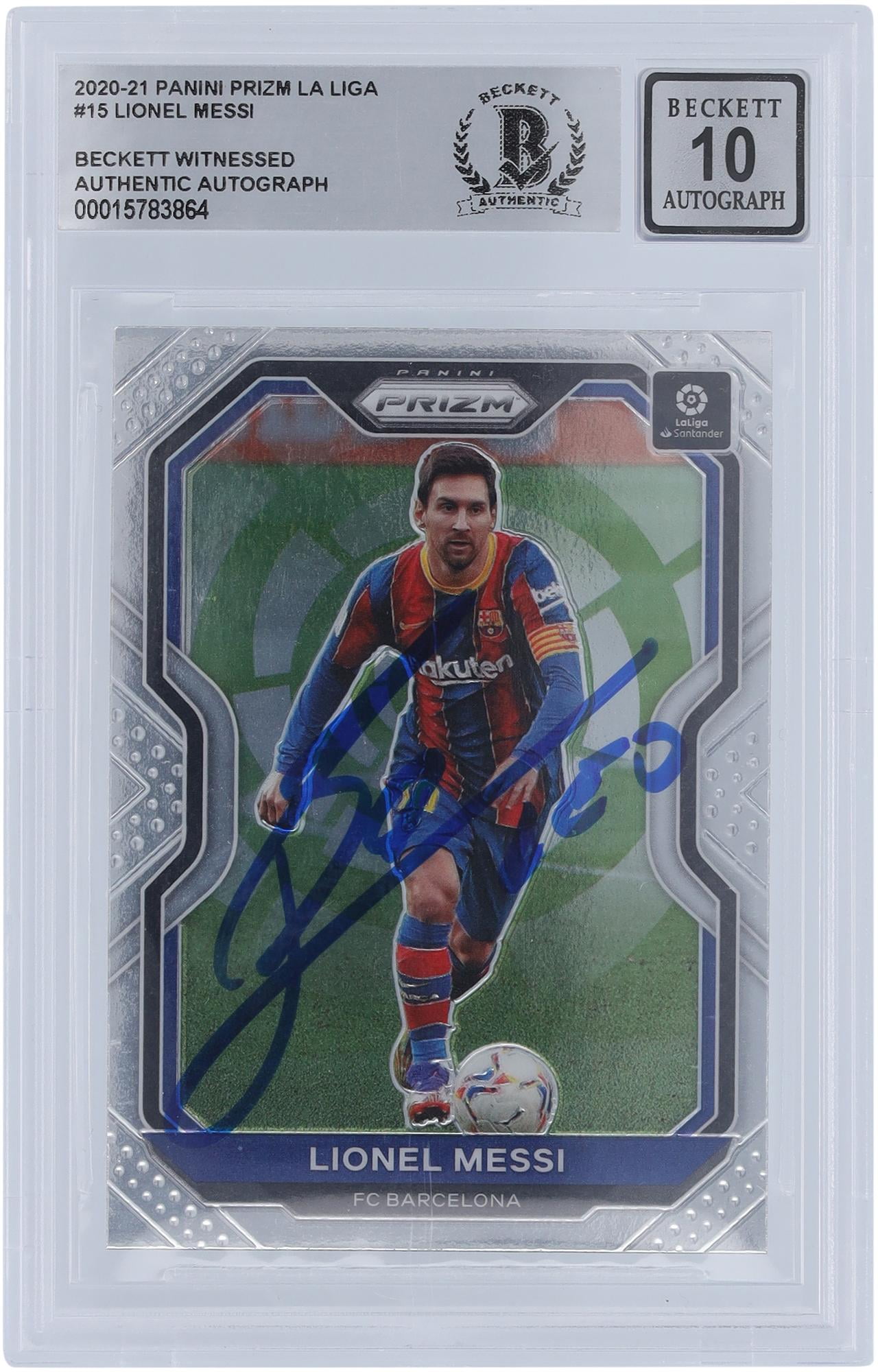 Lionel Messi FC Barcelona Autographed 2020-21 Panini Prizm La Liga #15 ...