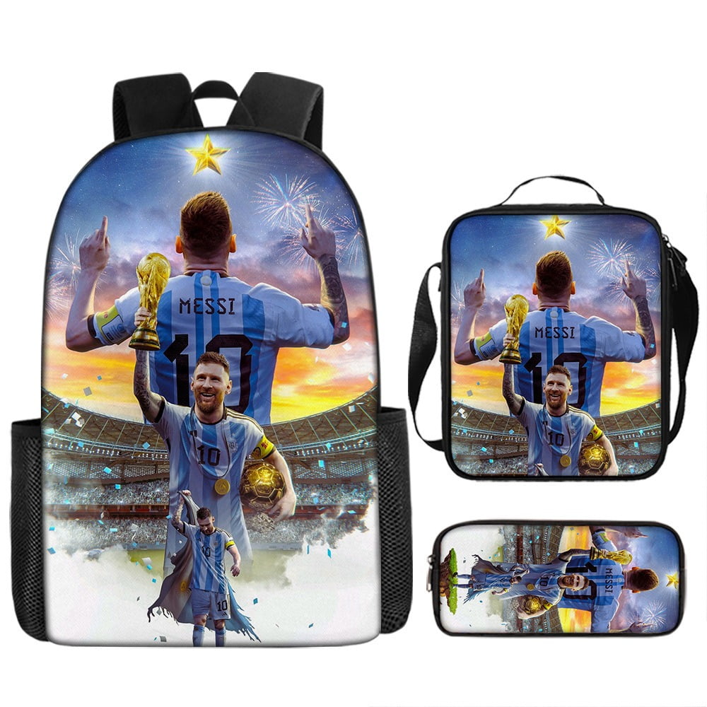 Lionel_Messi Football Star Backpack Set with Lunch Tote Bag Lightweight ...