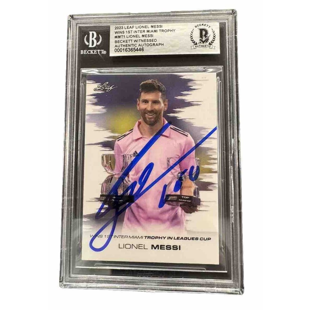 Lionel Messi Signed 2023 Leaf Limited Edition Card #mt1 Bas Beckett ...