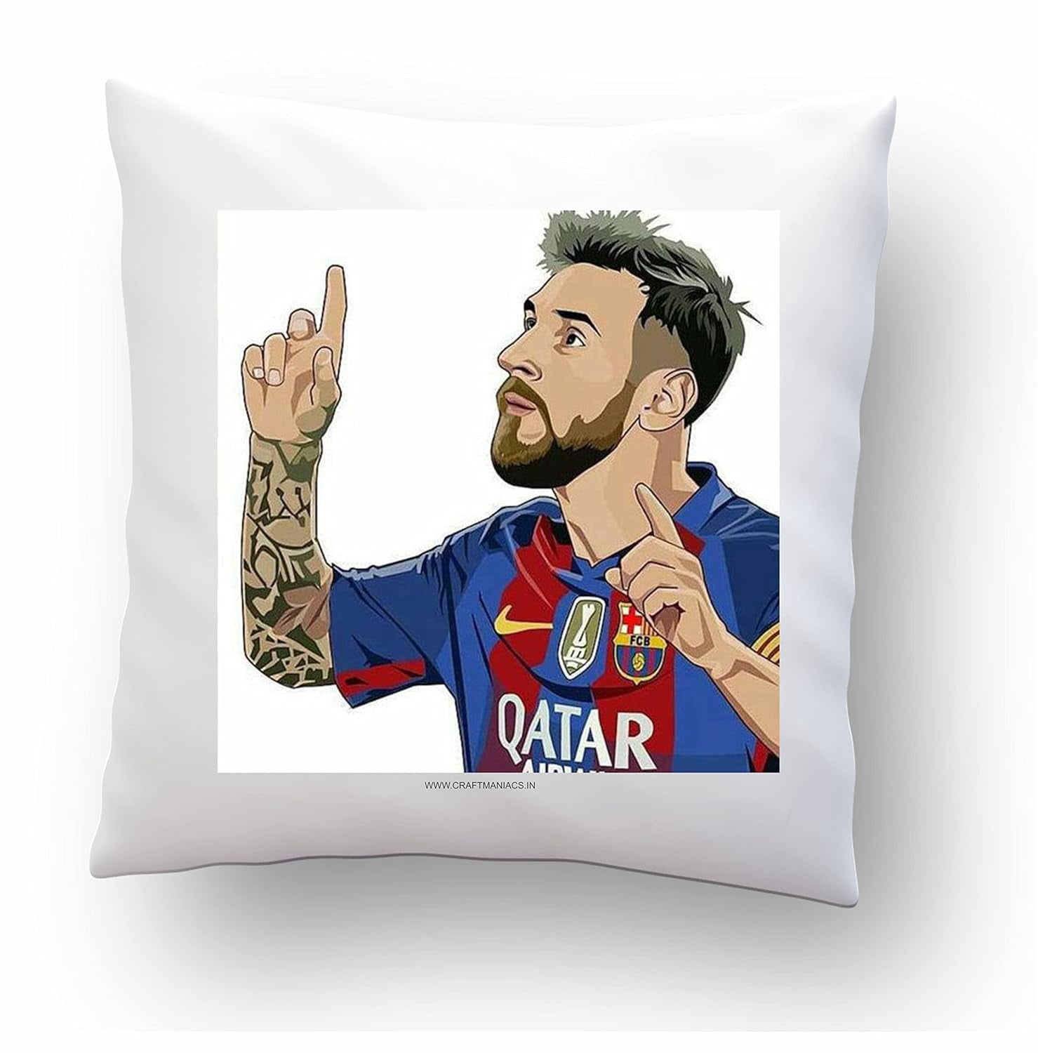 Lionel Messi Waving Cartoon Fan Art 1616 INCHES Pillow with Filler by ...
