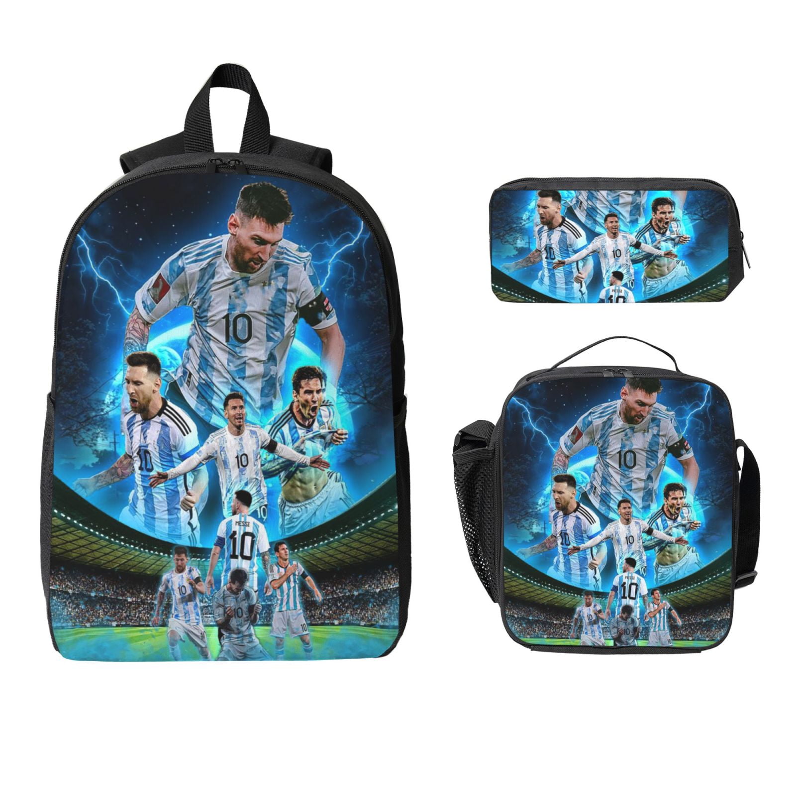 Lionel Messis Backpack Set with Insulated Lunch Bag and Case for Adults ...