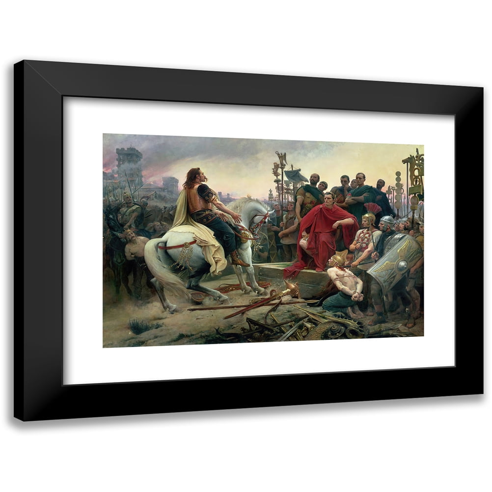 Lionel Royer 18x13 Black Modern Framed Museum Art Print Titled - Vercingetorix Throws Down His ...