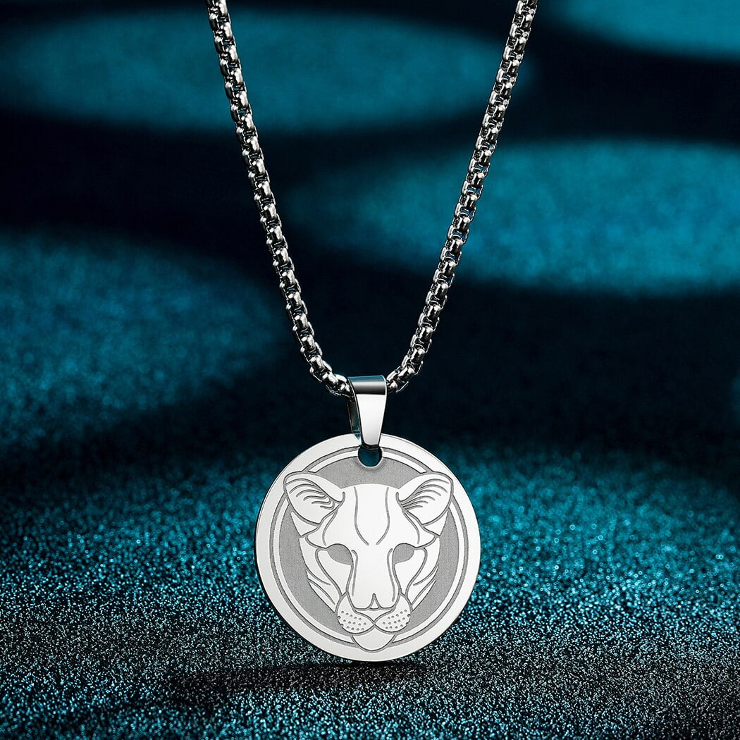 Lioness Necklace Charm African Lion Head Jewelry Disc Animal Necklace ...