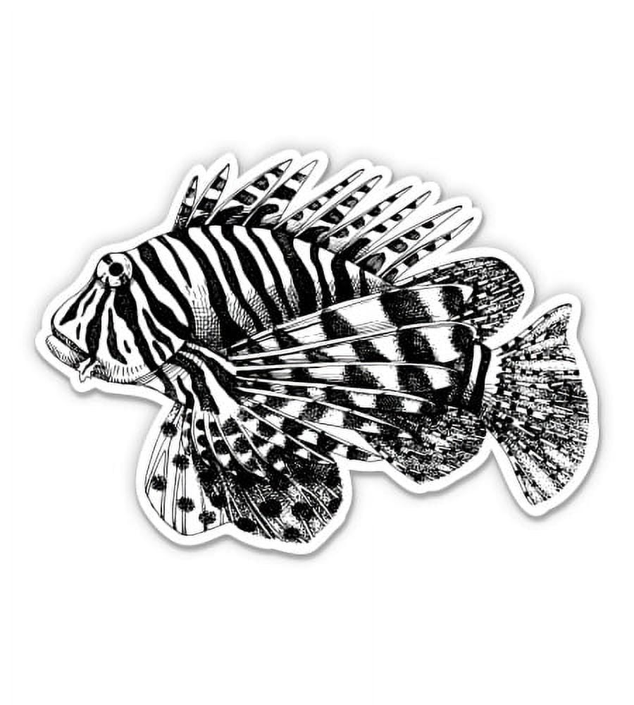 Lionfish - 5" Vinyl Sticker - For Car Laptop I-Pad - Waterproof Decal ...