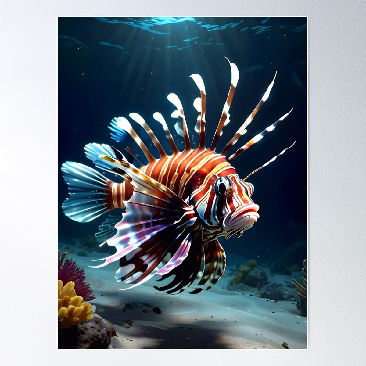 Lionfish In The Ocean Poster Wall Art, Modern Wall Decor For Living ...