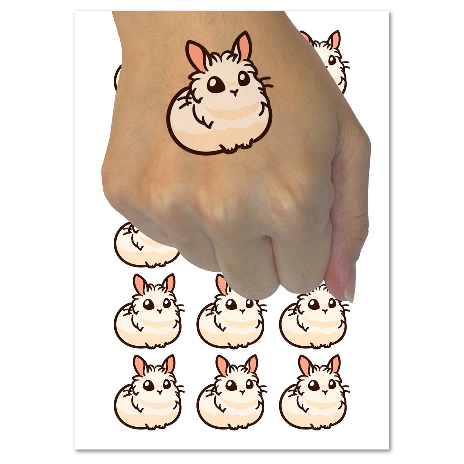 Lionhead Rabbit Bunny Cute Water Resistant Temporary Tattoo Set Fake ...