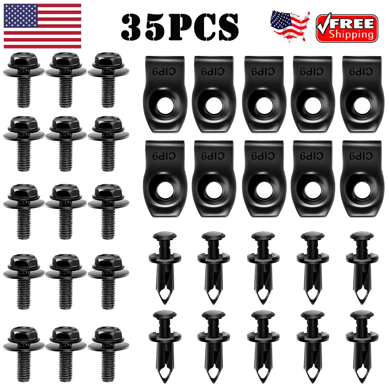 Lioniao Nissan M6 Body Bolts and U-Nuts Exterior Accessories, 35 Pieces ...
