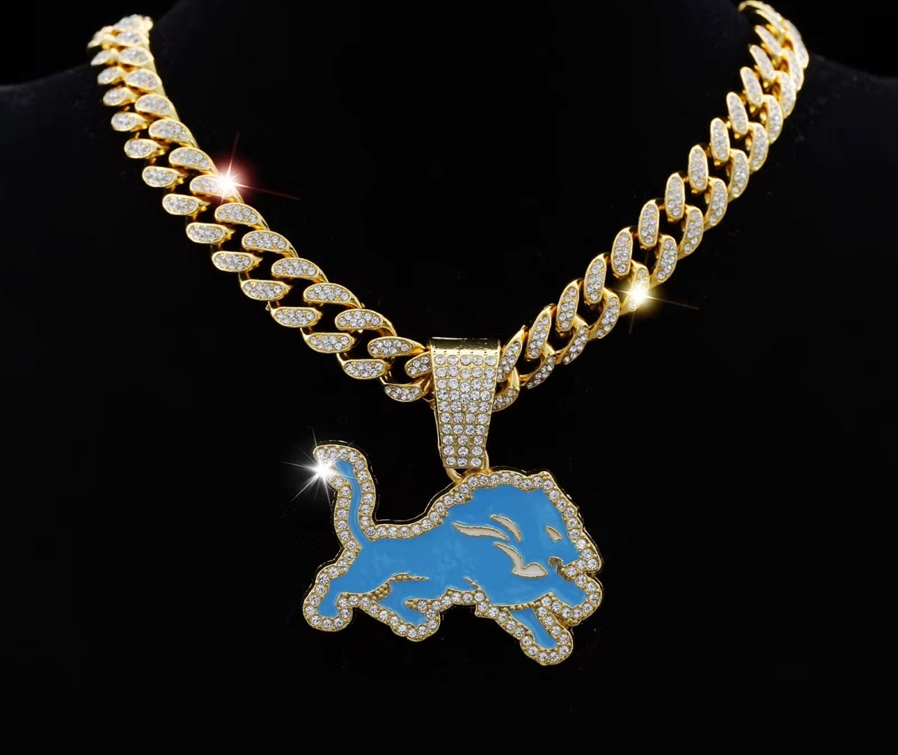 Lions 24-Inch Gem Chain Necklace - Gold Finish - Detroit Fan Jewelry ...