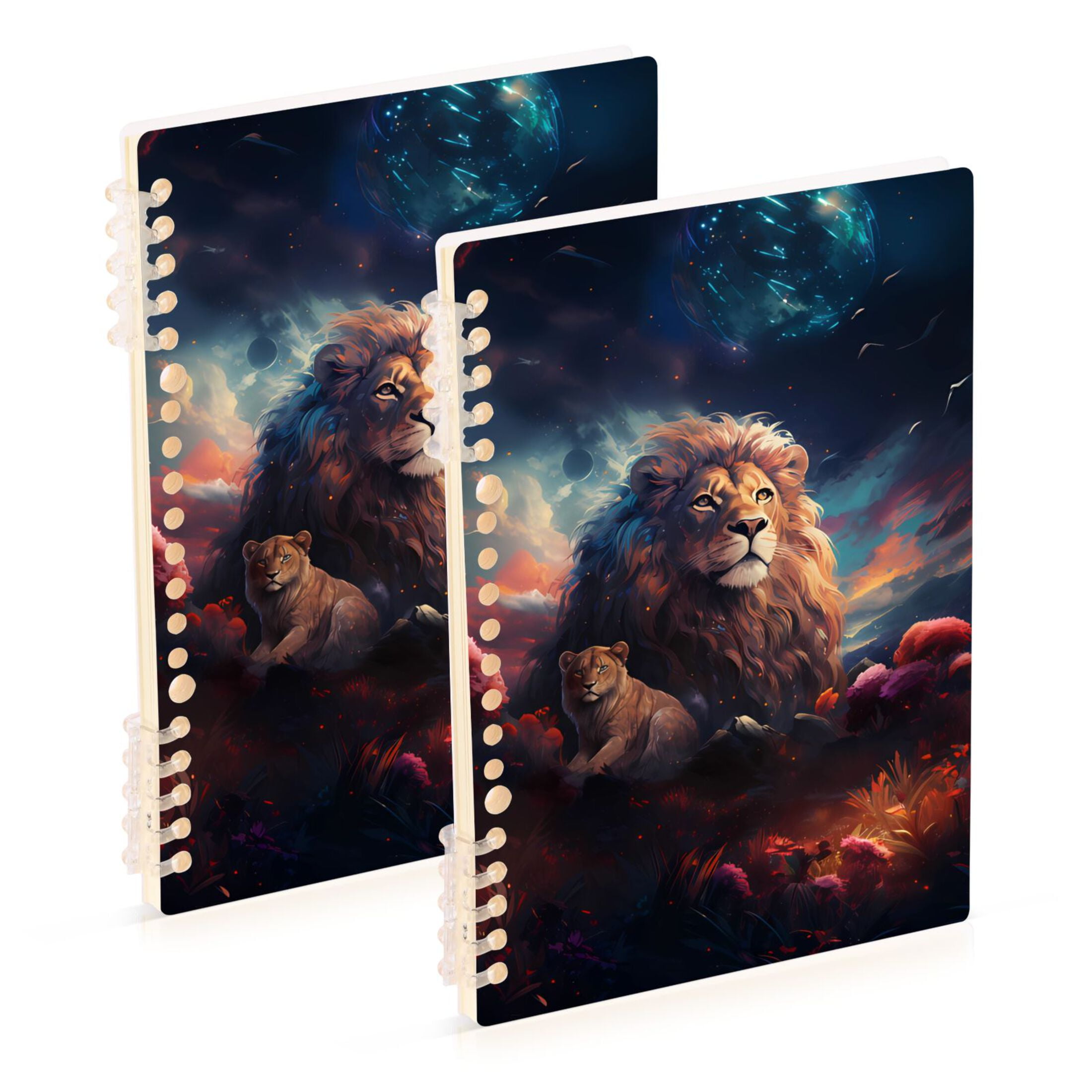 Lions Clouds Flowers Ring Binder Notebook Journey Note Diary College ...