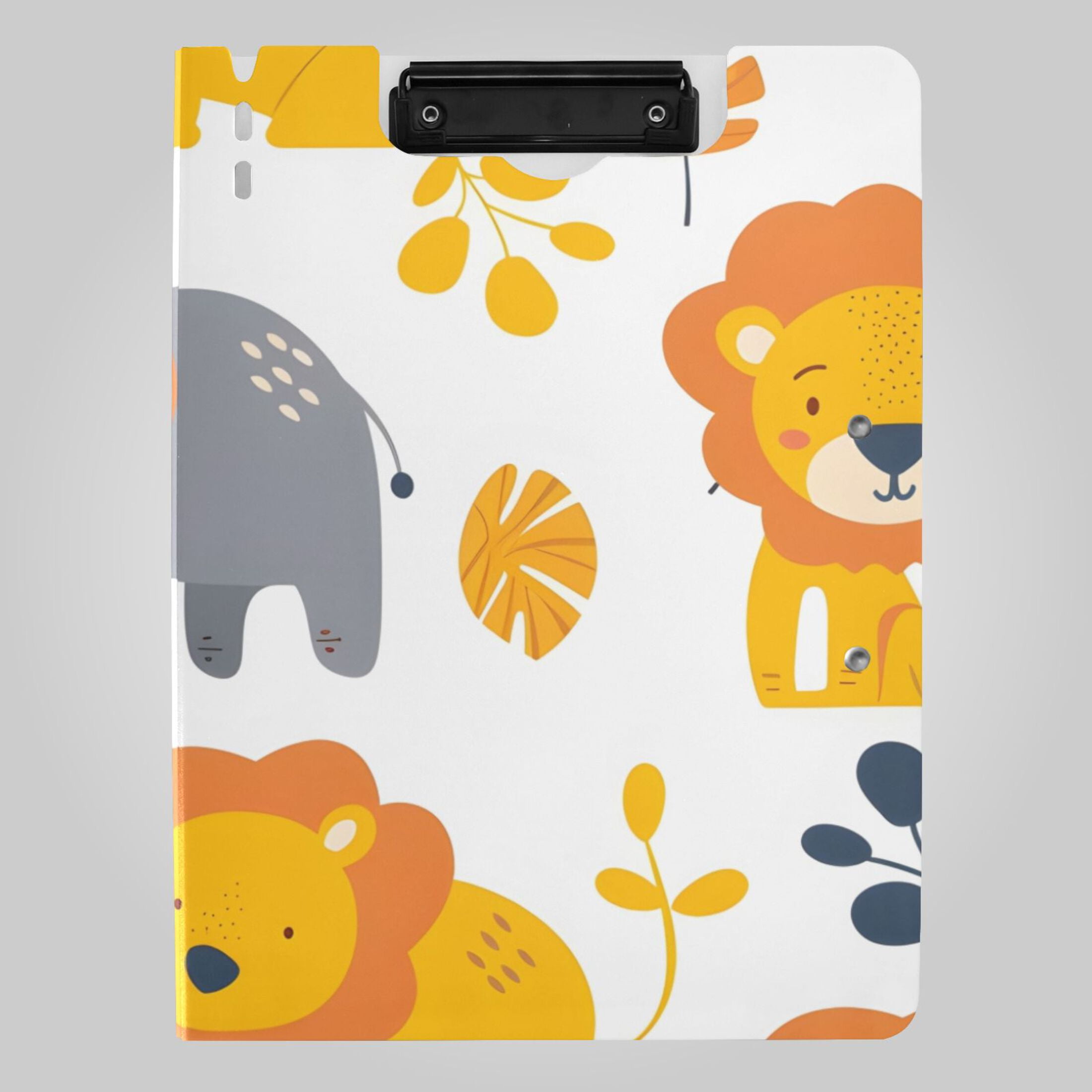 Lions Elephants Leaves Foldable Binder Folder Clipboard with Pen Slot ...