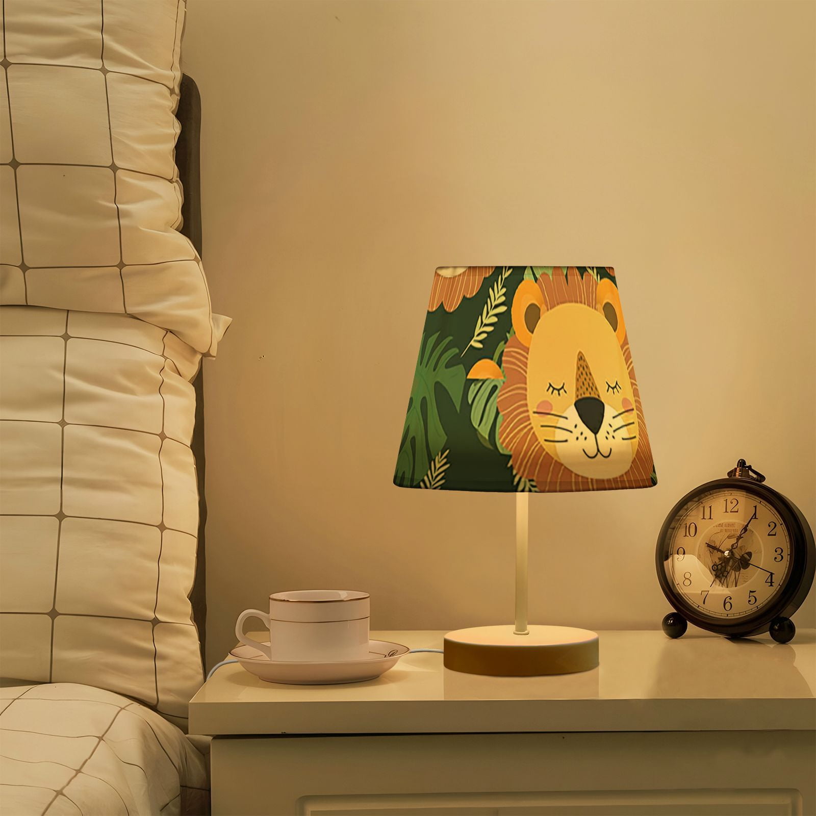 Lions Faces with Leaves LED Desk Lamp Table Lamp USB Bedside Nightstand ...