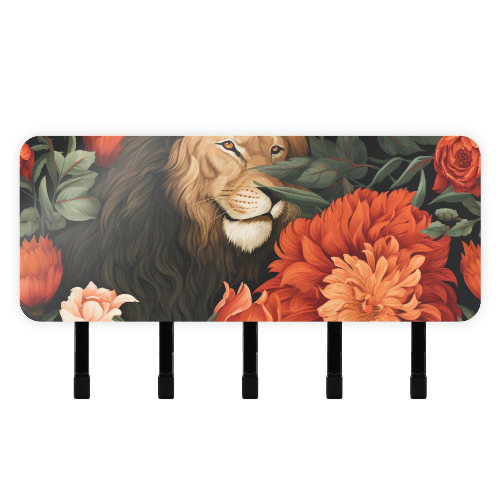 Lions Floral Flowers Mail Holder Organizer Wall Mount with Shelf Key ...