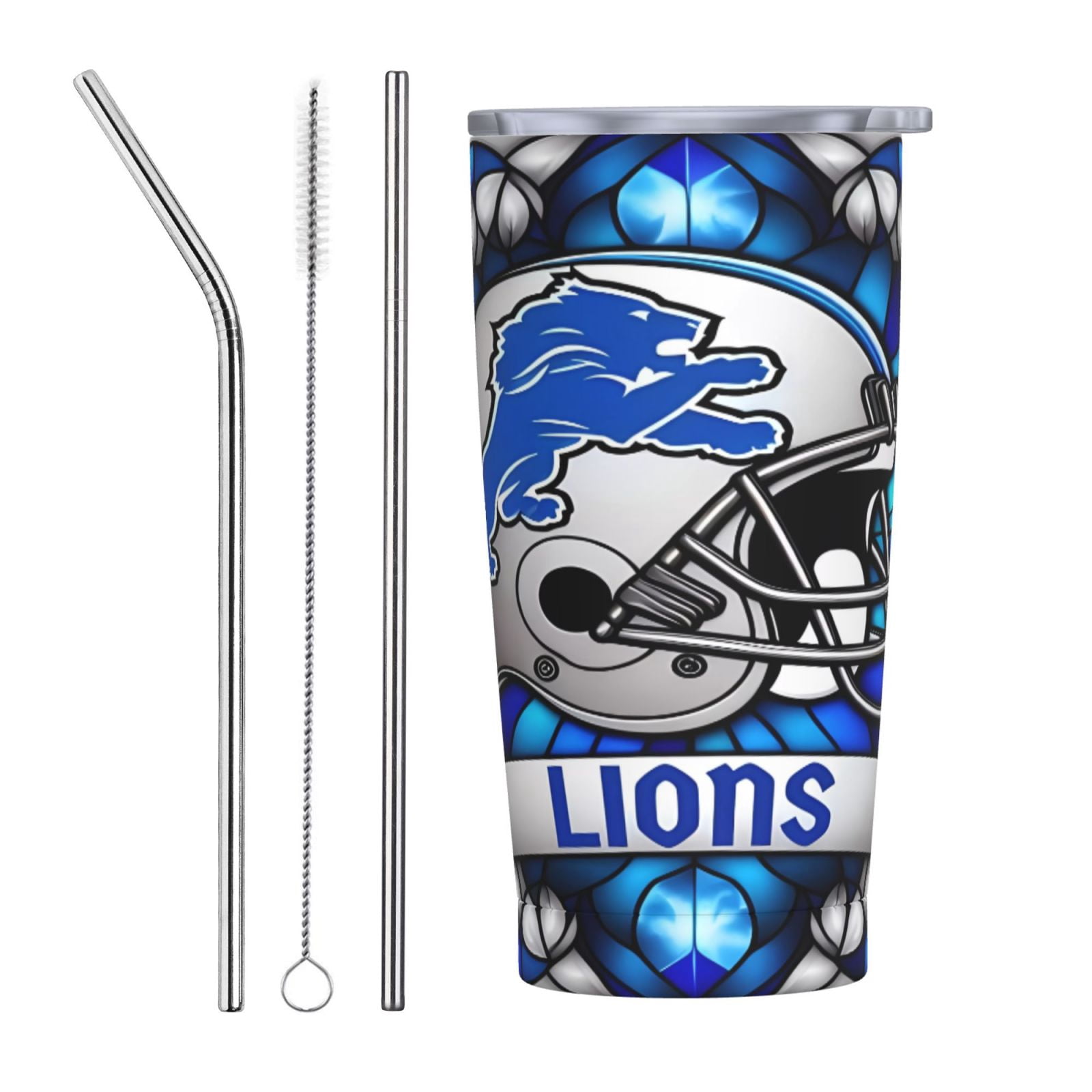 Lions Football Team Theme 20 oz Car Straw Cup, Travel Coffee Cup, 20 oz ...