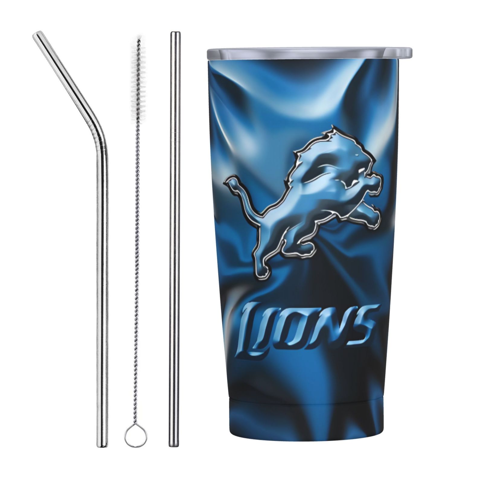 Lions Football Team Theme 20 oz Car Straw Cup, Travel Coffee Cup, 20 oz ...