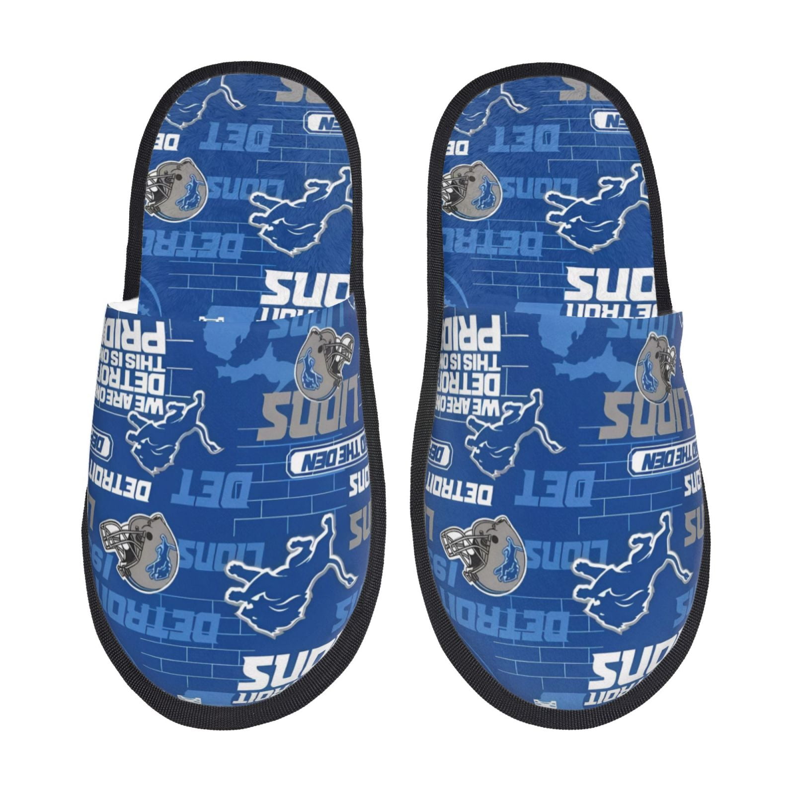 Lions Football Team Themed Custom Plush Slippers, Soft and Warm Indoor ...