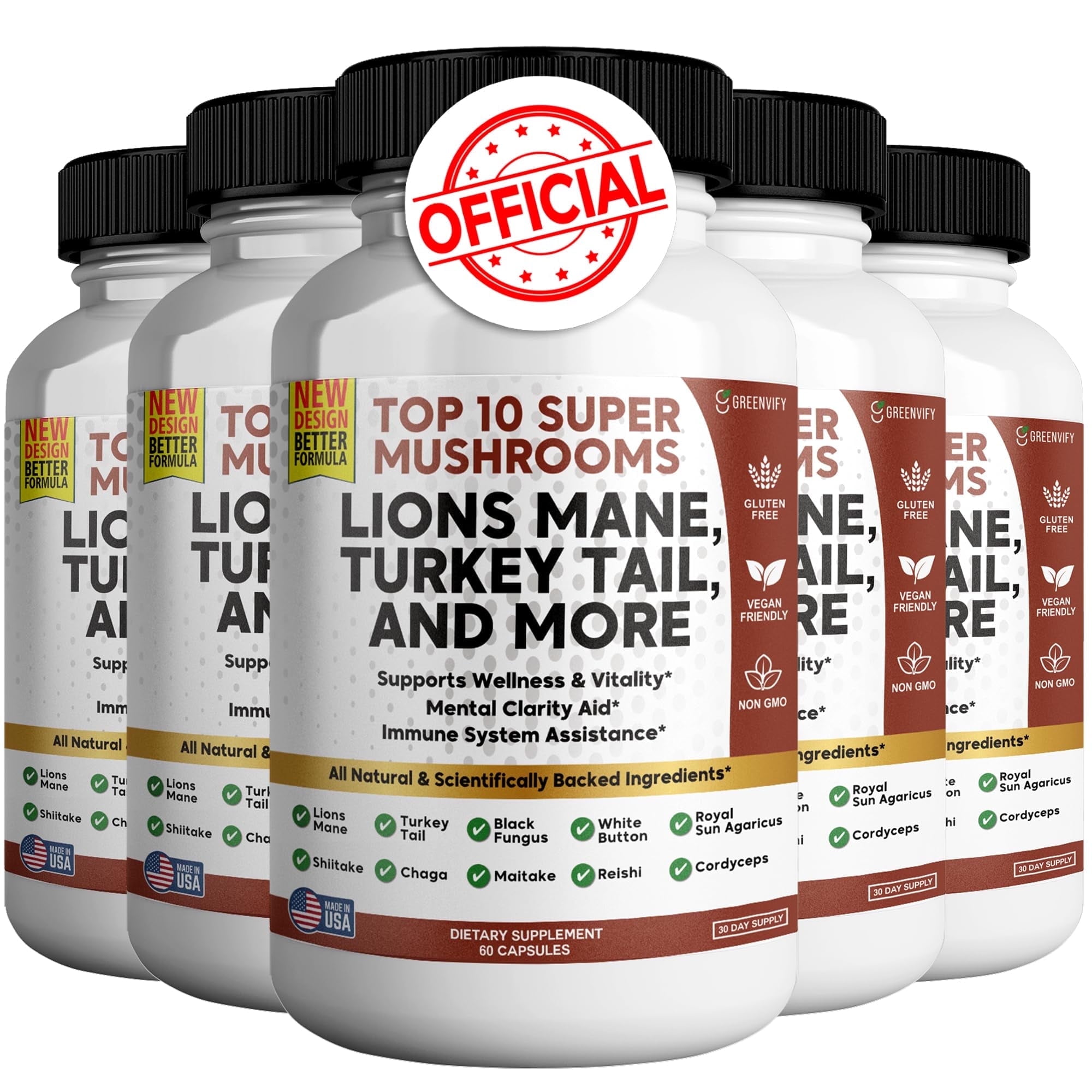 Lions Mane 10 Super Mushrooms Supplement - Lions Mane, Reishi ...