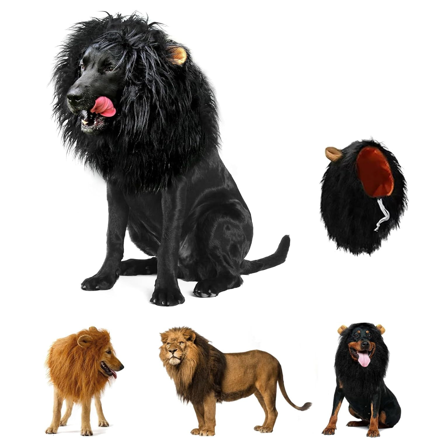 Lions Mane for Dogs,Lion Mane Costume for Dog, Realistic Lion Mane Wig ...