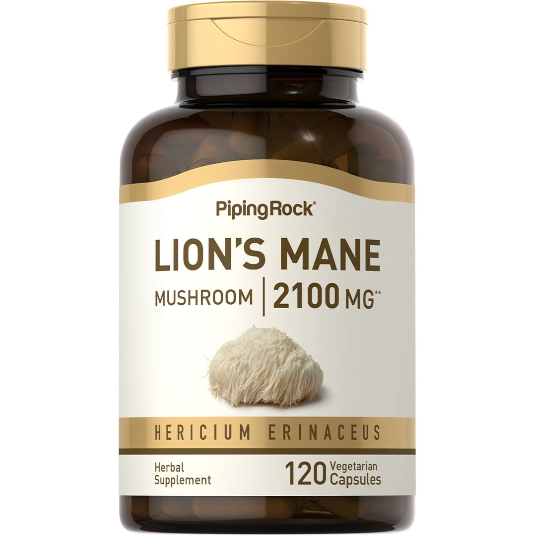 Piping Rock Lion's Mane Mushroom 2100mg, 90 FDA Approved Extract ...
