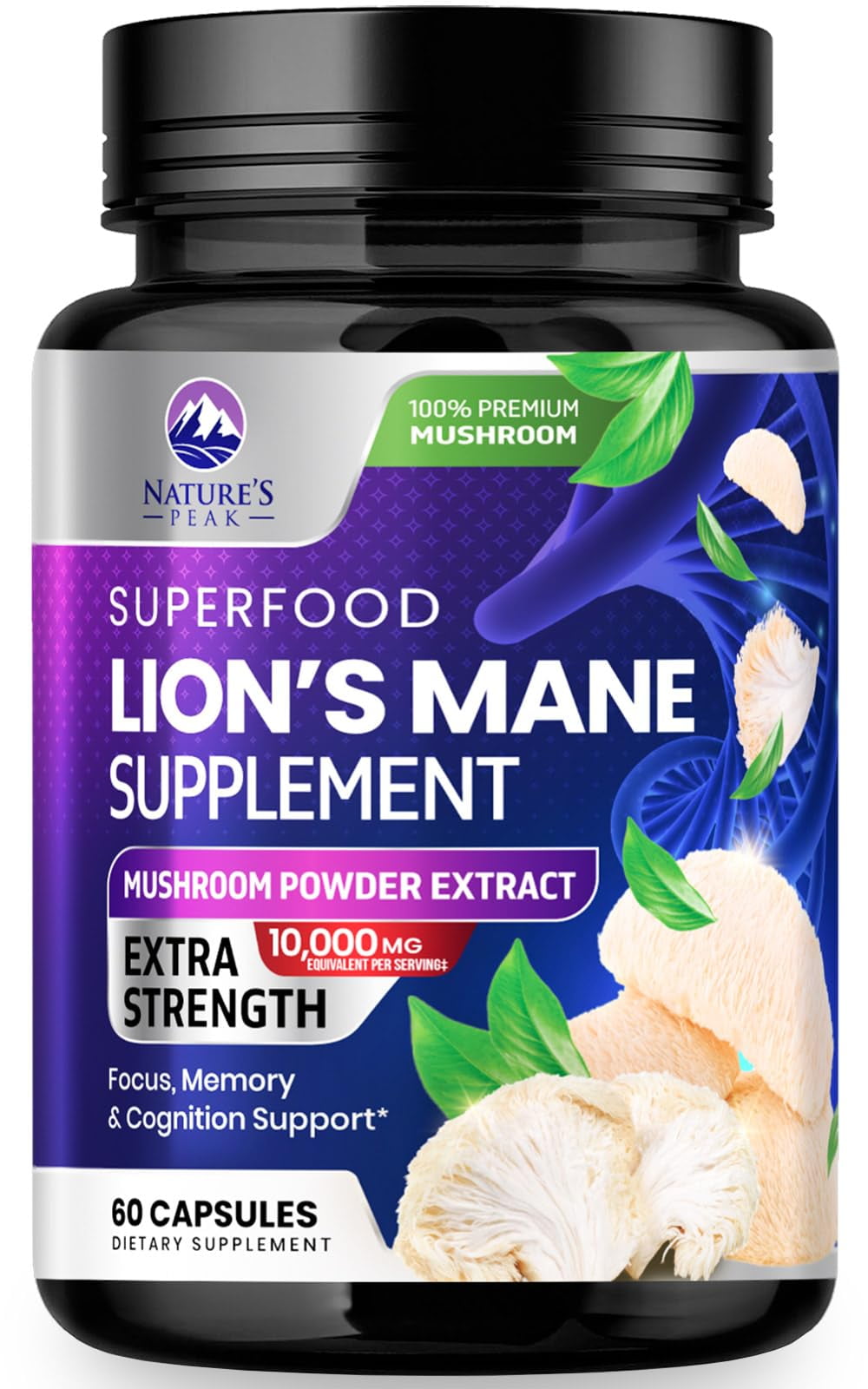 Lions Mane Supplement Capsules 10,000mg, Premium Lion’s Mane Mushroom ...