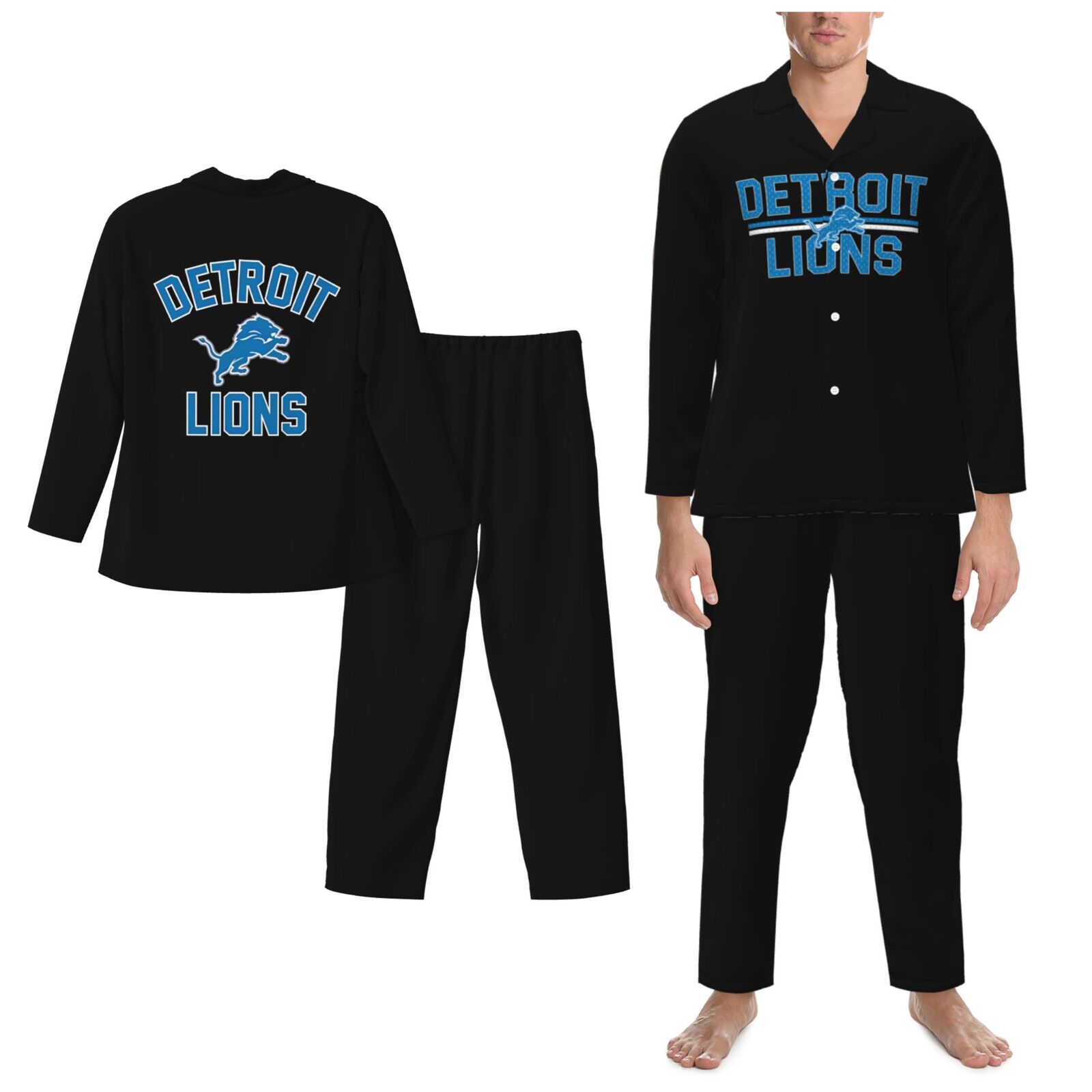 Lions Men's long-sleeved pajama suits for football teams custom ...
