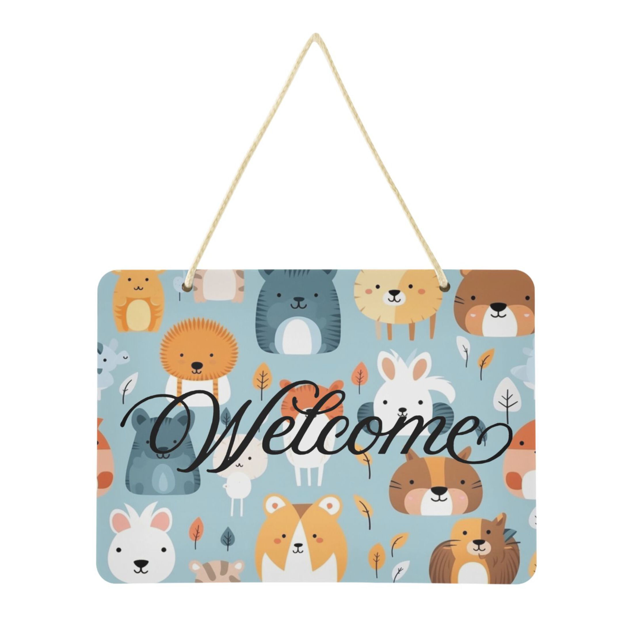 Lions Rabbits Bear Giraffe Welcome Sign Front Door PVC 14x10 inch ...