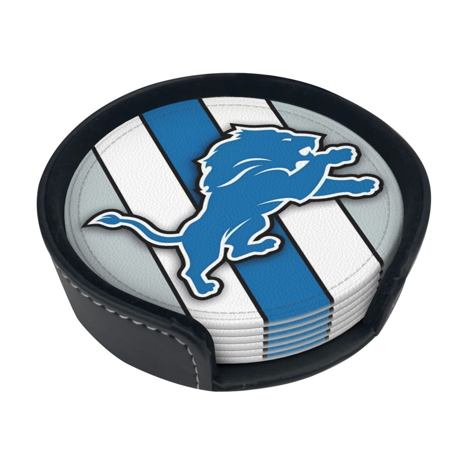 Lions Round leather coasters (6 pieces), suitable for kitchen, dining ...