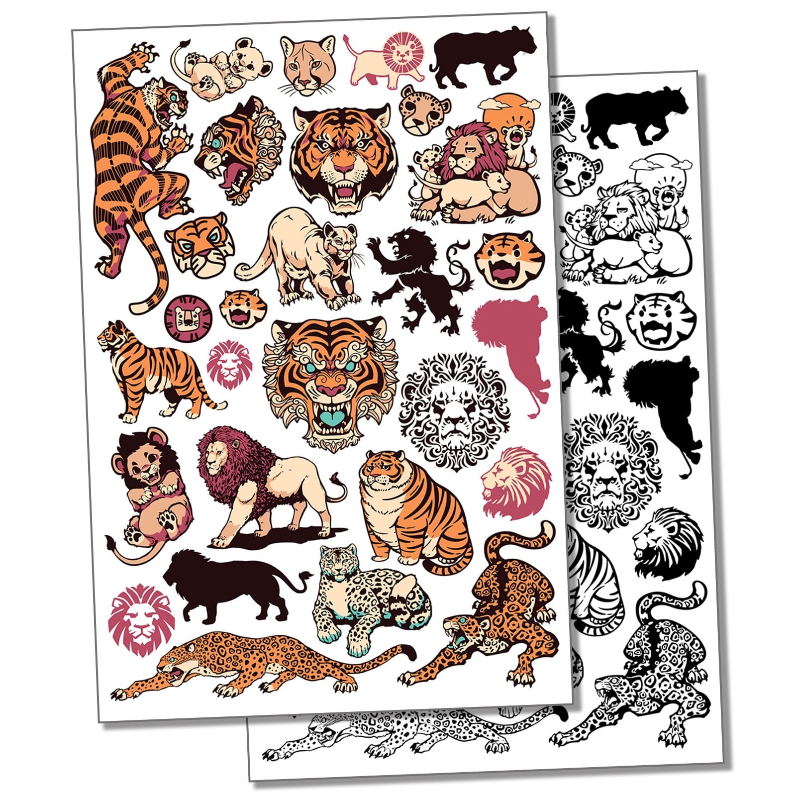 Lions Tigers Leopards Jaguars Wild Cats Water Resistant Temporary ...