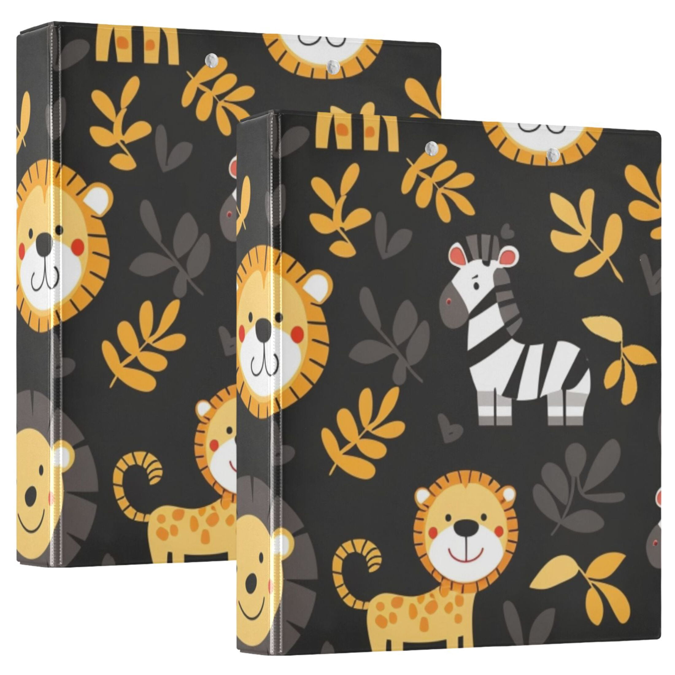 Lions Zebras Leaves 3 Ring Binders 1.5 inch Hardcover File Folders with ...