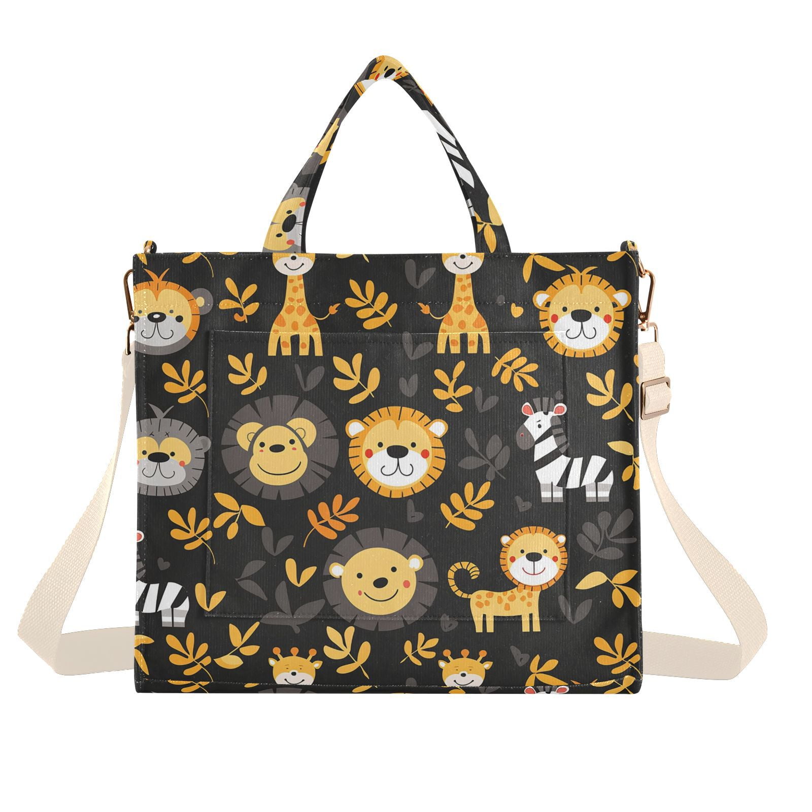 Lions Zebras Leaves Corduroy Tote Bag Handbag Large Messenger Bag ...