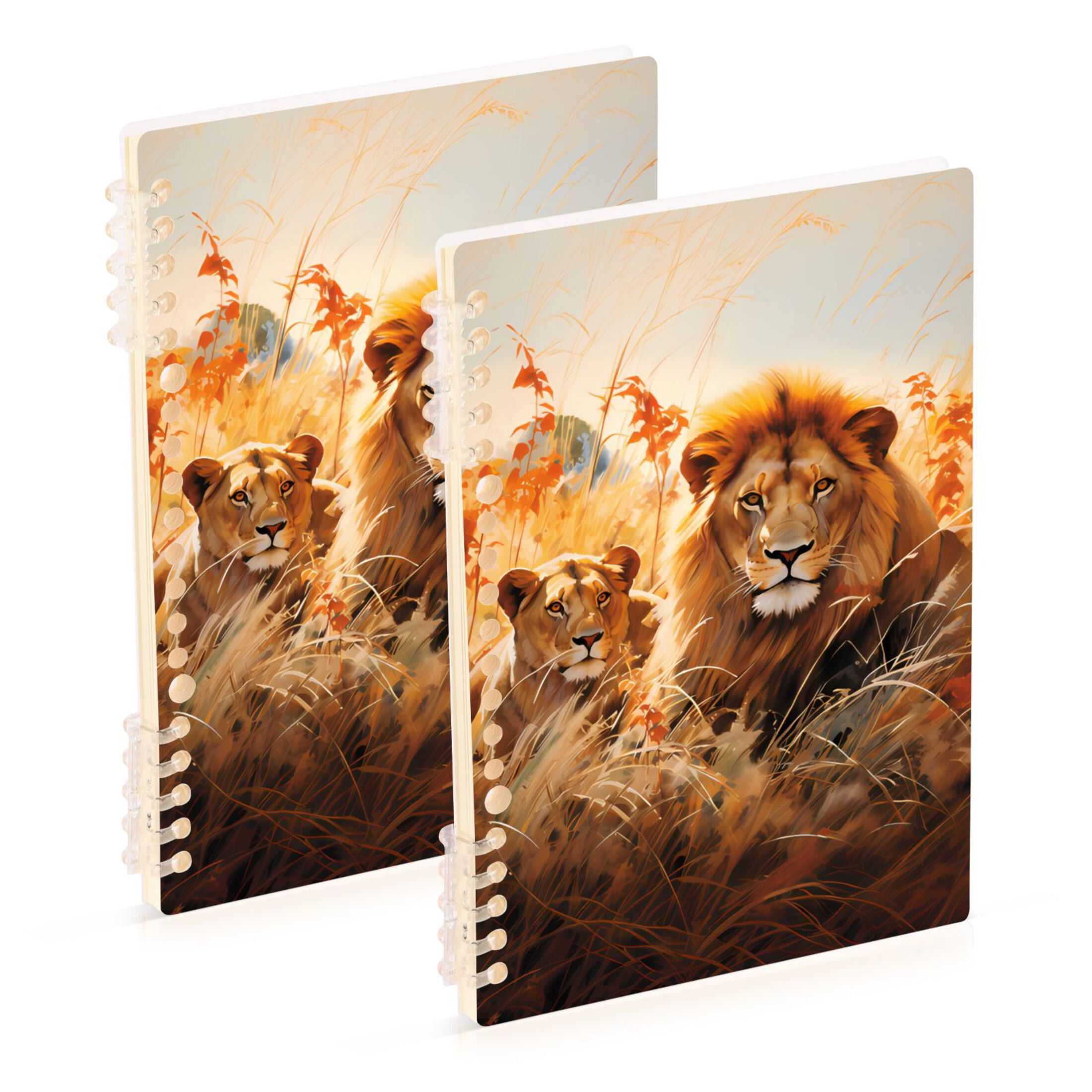 Lions and Leaves Ring Binder Notebook Journey Note Diary College Ruled ...