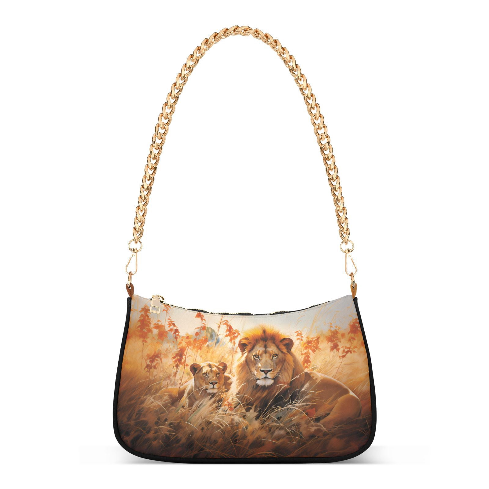 Lions and LeavesWomen Small Shoulder Bag Crossbody Tote Hobo Bags Purse ...
