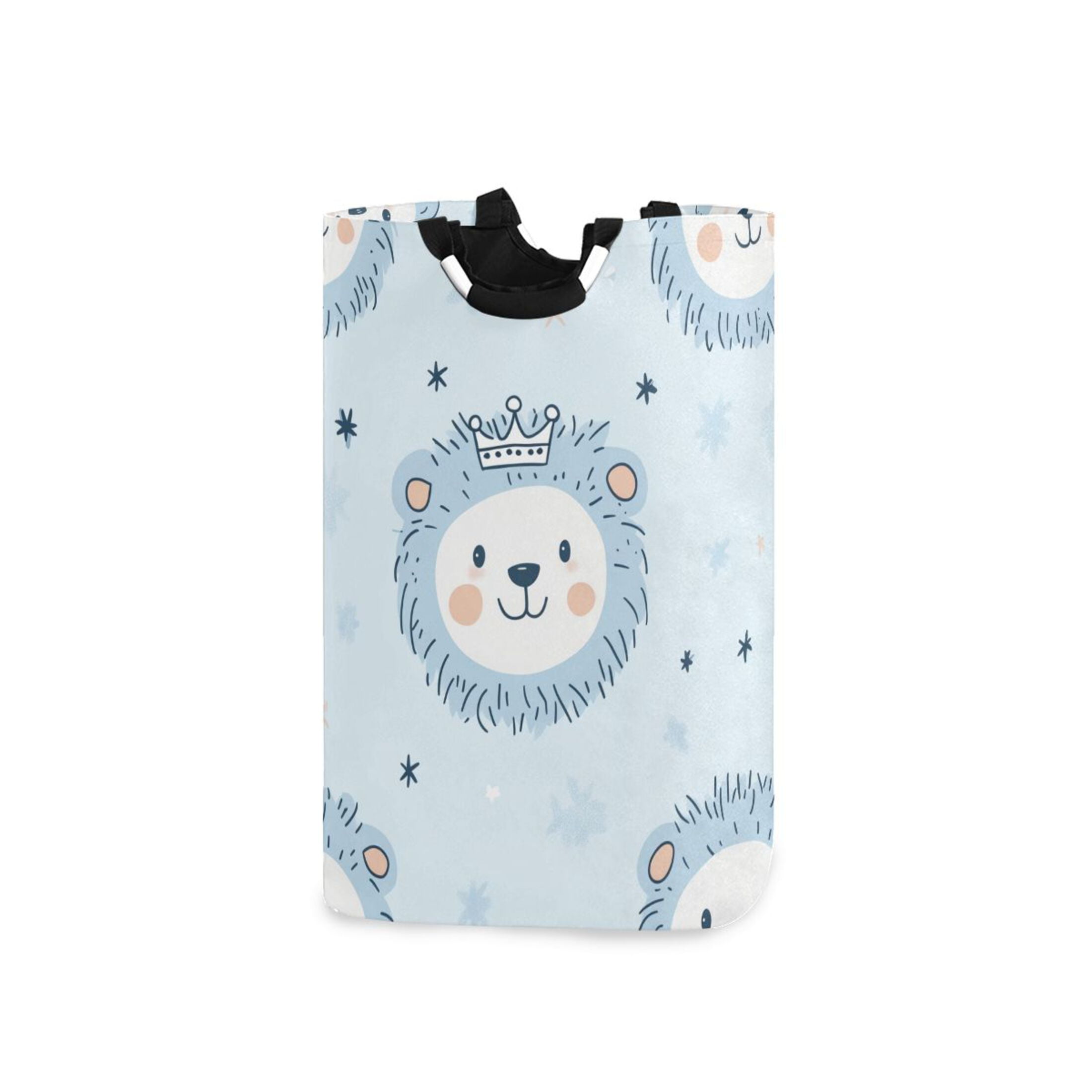 Lions with Crowns on Heads Cute Laundry Basket with Handles Foldable ...